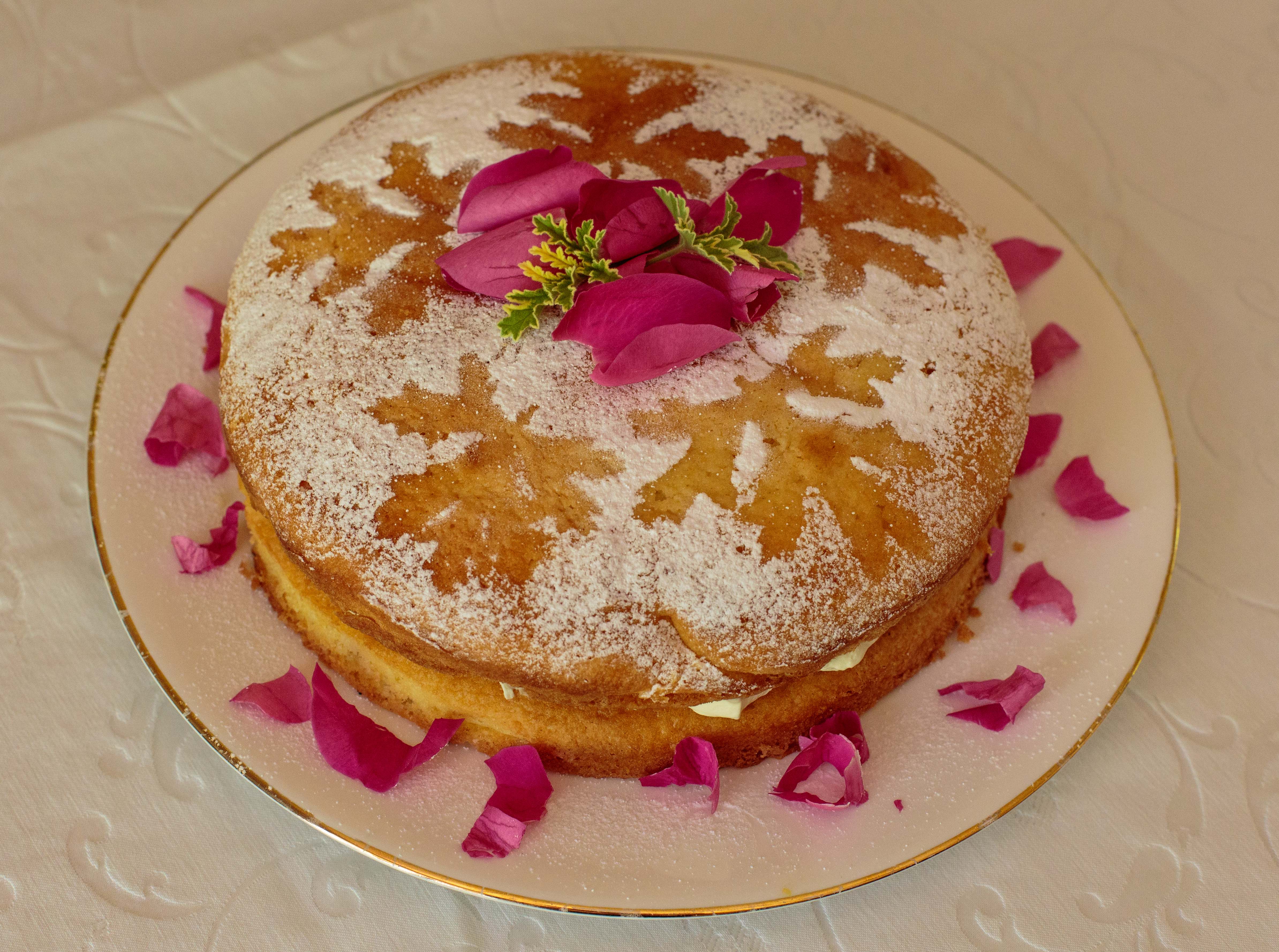 Summer afternoon tea – rose geranium cake – Posies and potions